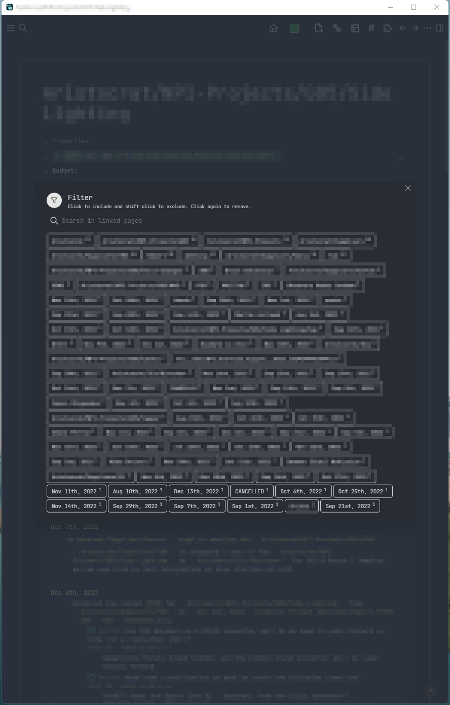 [0.8.13] Linked References Filter Empty · Issue #7788 · logseq/logseq · GitHub