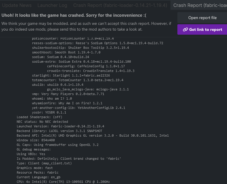 1 19 4 Fabric Crash Too Many Mods Or Mods Causing Crash · Issue 506 · Microsoft Openjdk