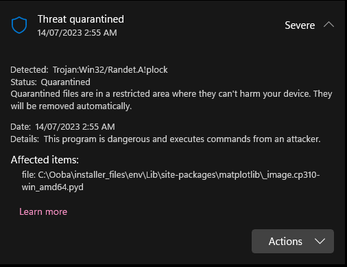 Trojan Detected In One Click Installer · Issue 3133 · Oobaboogatext Generation Webui · Github 