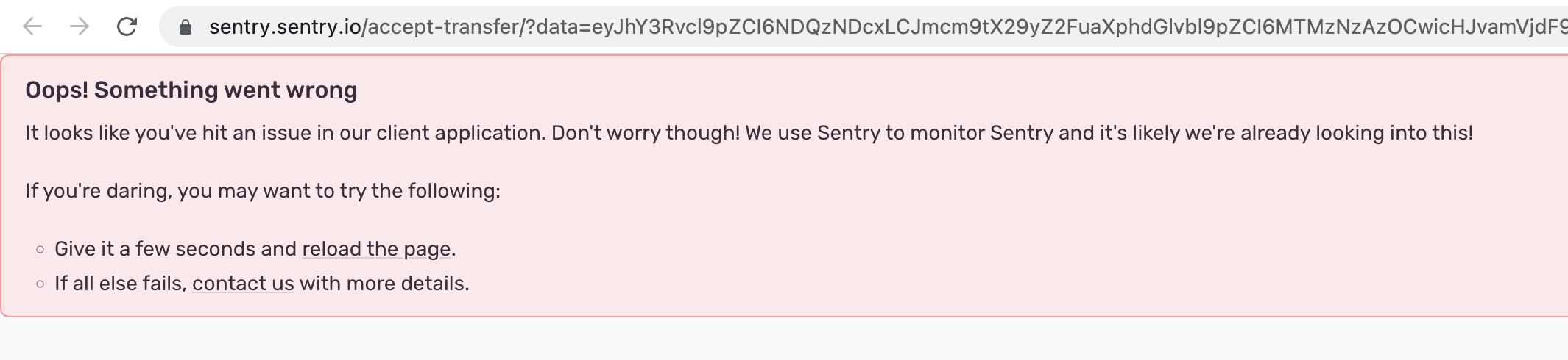 Create Project Transfer Error Ui · Issue 52678 · Getsentrysentry · Github