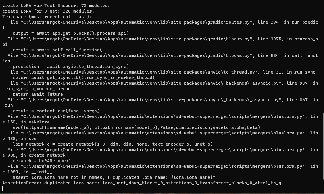 Error when trying to make LoRA from checkpoint in local SD · Issue #70 · hako-mikan/sd-webui ...