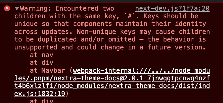 bug: navbar items have the same key · Issue #1256 · shuding/nextra · GitHub