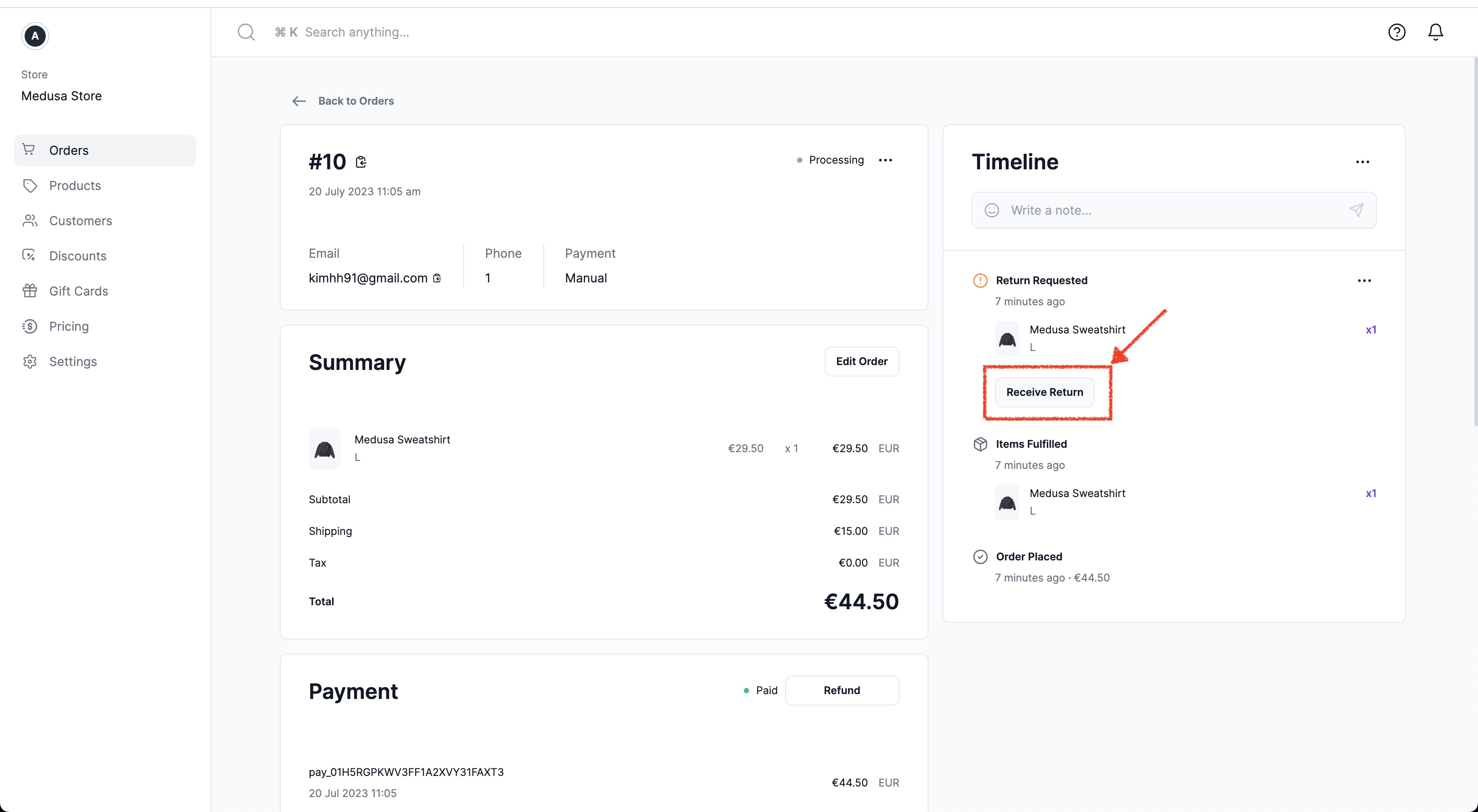 Admin dashboard's "receive return" is not working · Issue #4561 · medusajs/medusa · GitHub