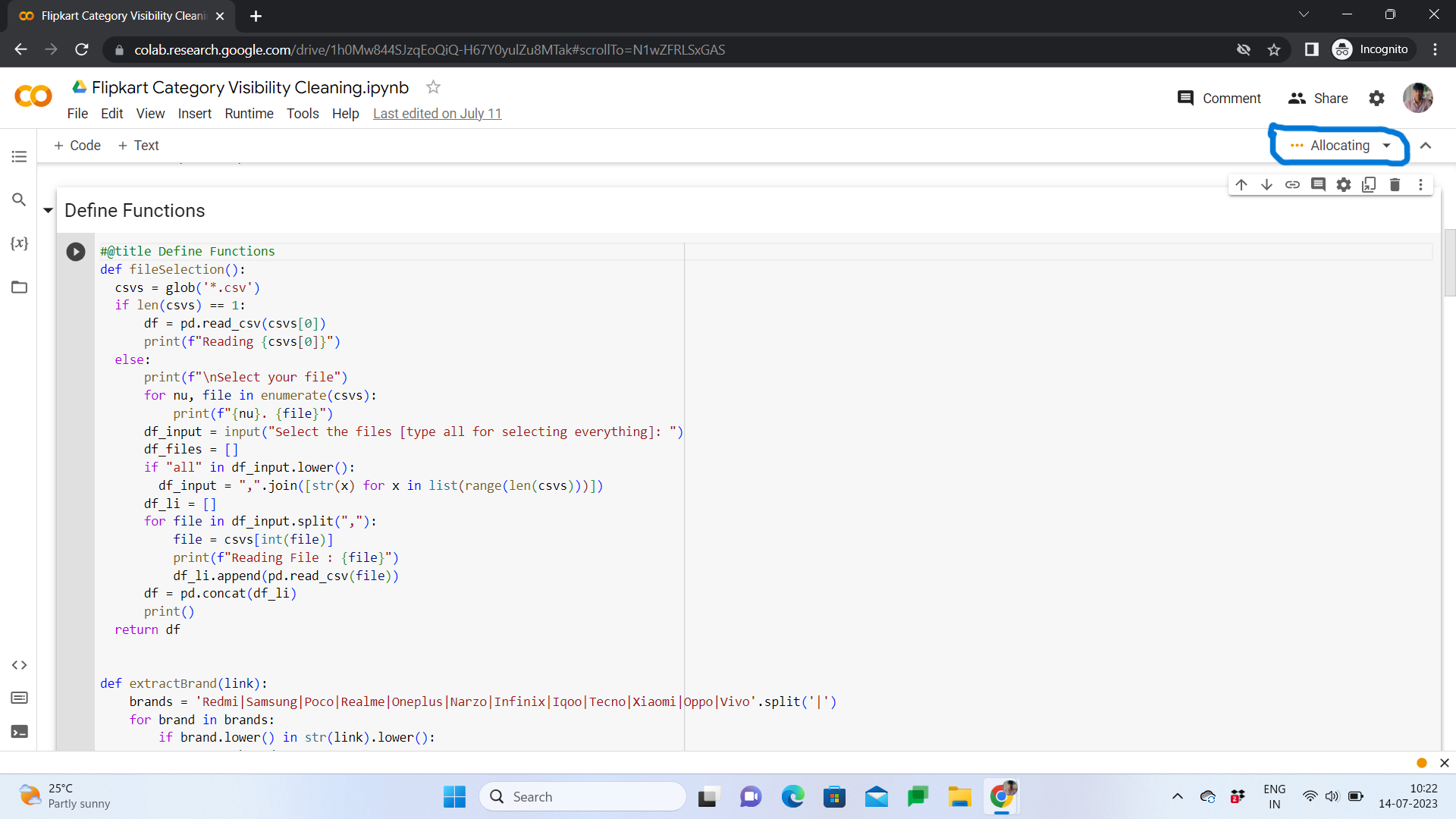 colab notebook is not getting connected, it's getting stucked in the allocating process, I tried ...