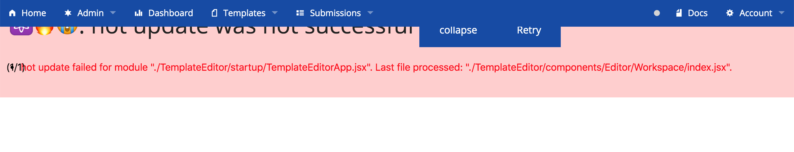 Would it be possible to customize the "hot update was not successful" error CSS? · Issue #1396 ...