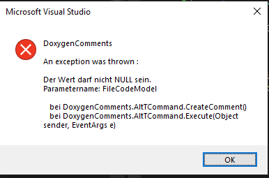 Exception when using DoxygenComments-Plugin in VS 2022 (Version 17.7.6) · Issue #9 · n0lavar ...