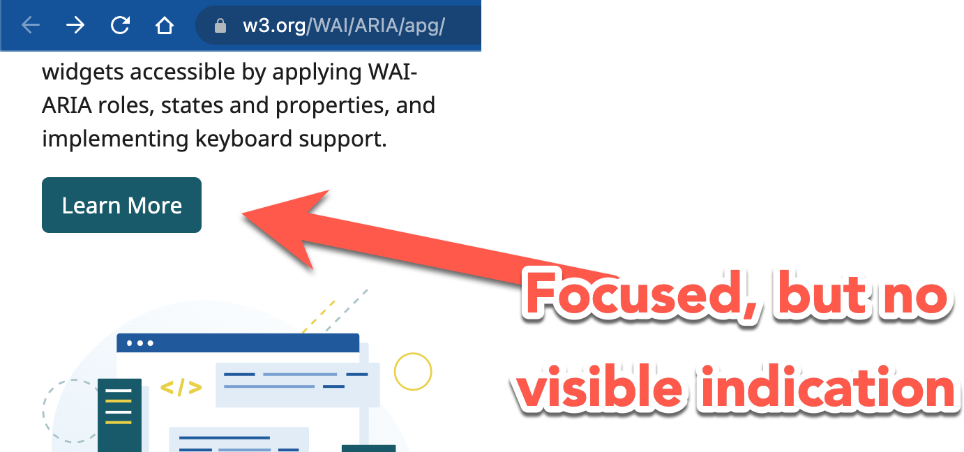 “Learn more” links lack visible focus on APG home page · Issue #122 · w3c/wai-aria-practices ...
