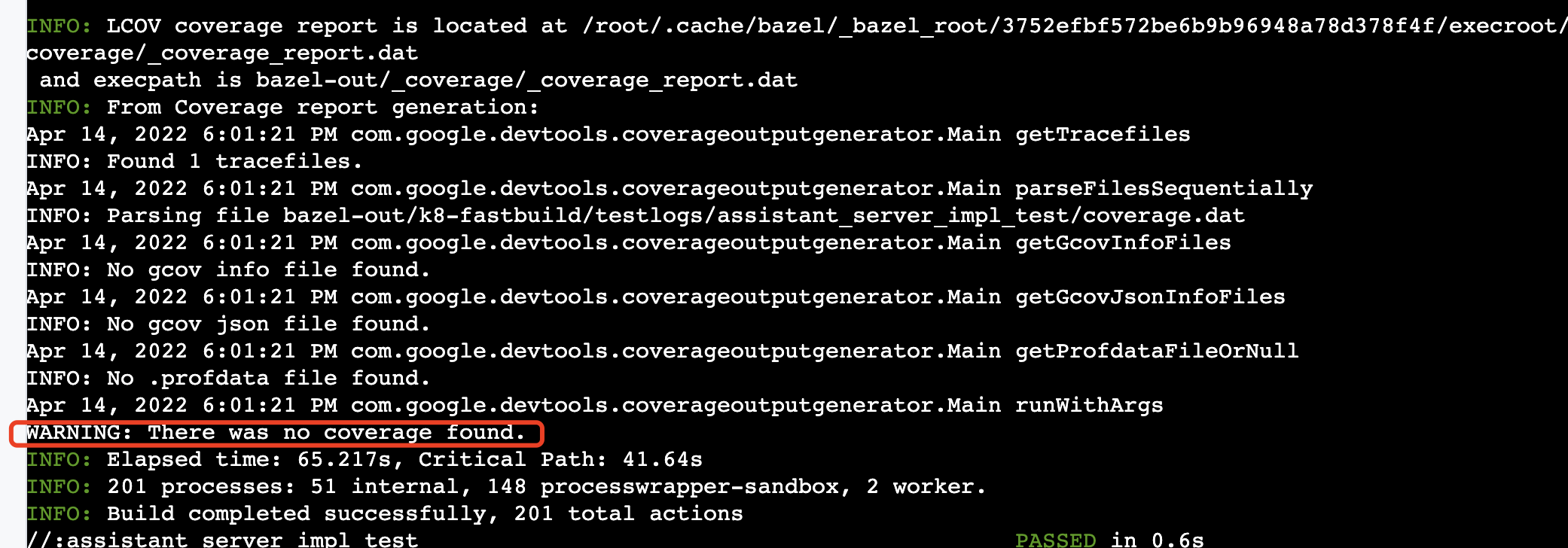bazel coverage generate empty _coverage_report.dat · Issue #15254 · bazelbuild/bazel · GitHub