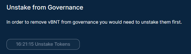 Unstake $vBNT from governance button is never active...timer is broken · Issue #482 ...