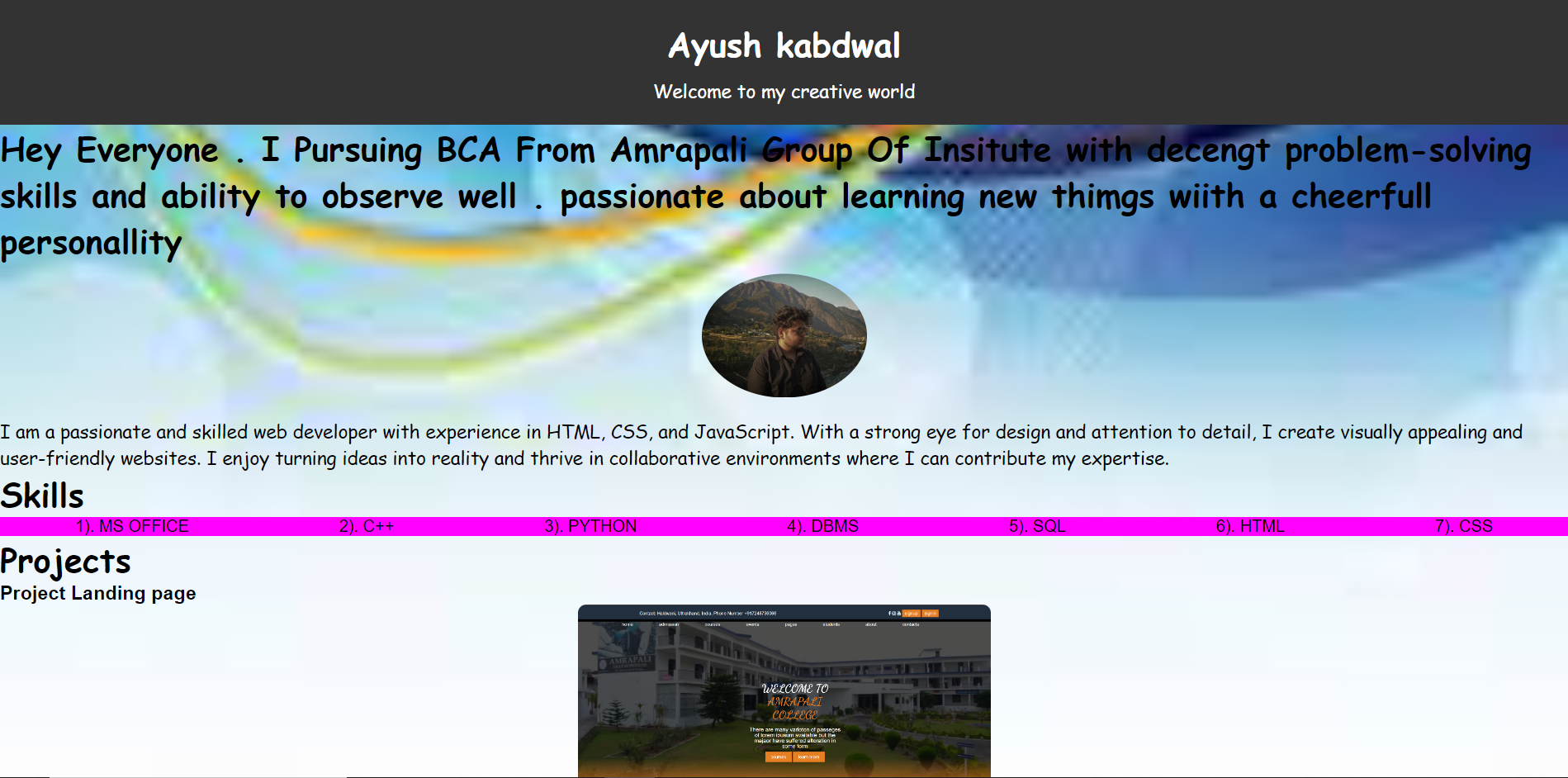 GitHub - ayushkabdwal1/bharat_portfolio