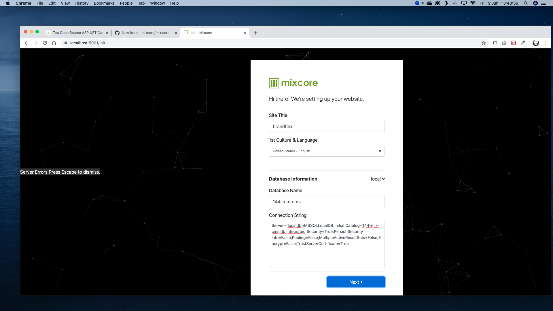 Init Server Error · Issue 262 · Mixcore Re · Github