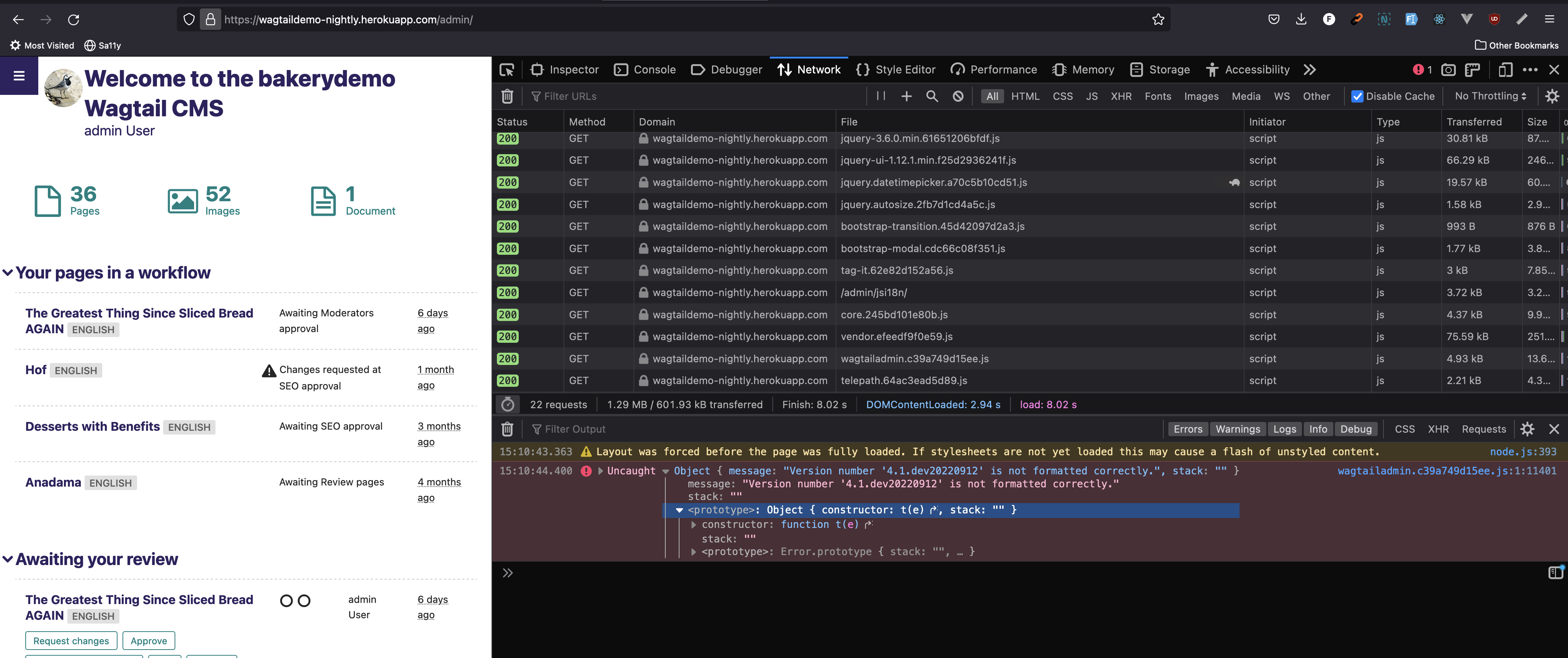 Broken Dashboard Js Due To Notifiers Version Processing Failing For