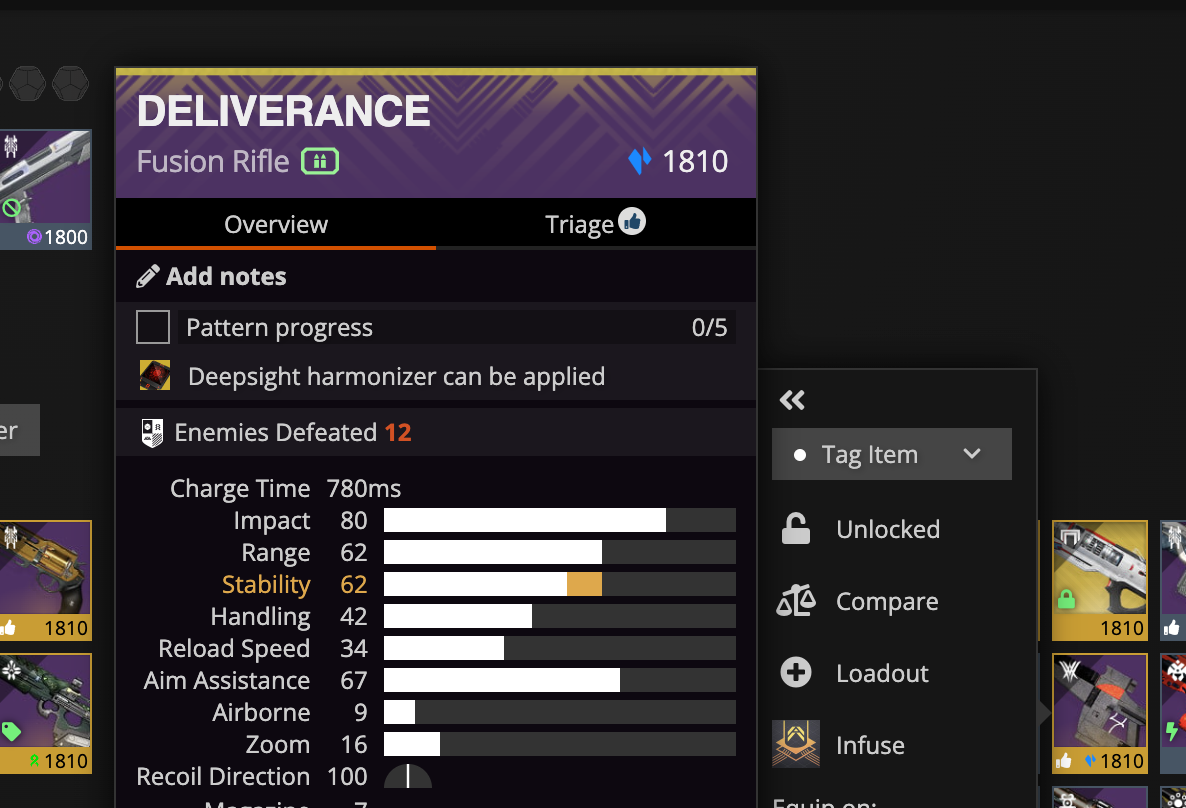 Change weapon pop-ups to indicate if a weapon is 'deepsight harmonizable' · Issue #9810 ...