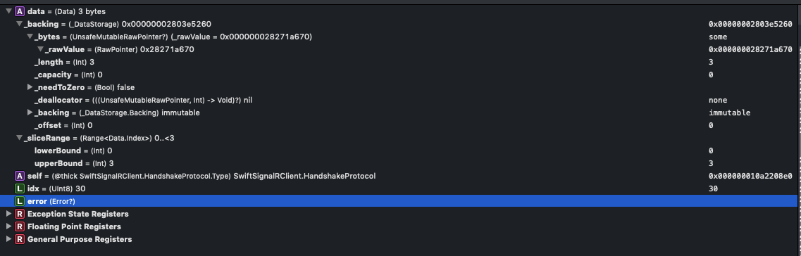 Handshake data out of bounds error · Issue #53 · moozzyk/SignalR-Client-Swift · GitHub