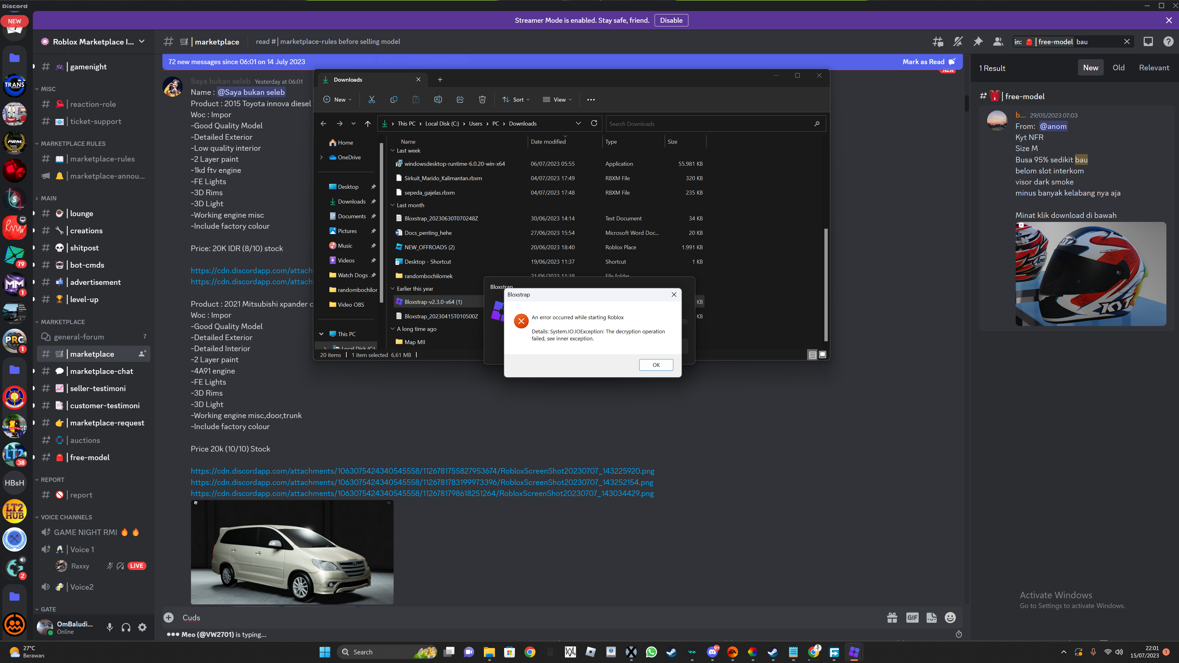 Occured While Starting Roblox · Issue 386 · Pizzaboxerbloxstrap · Github 