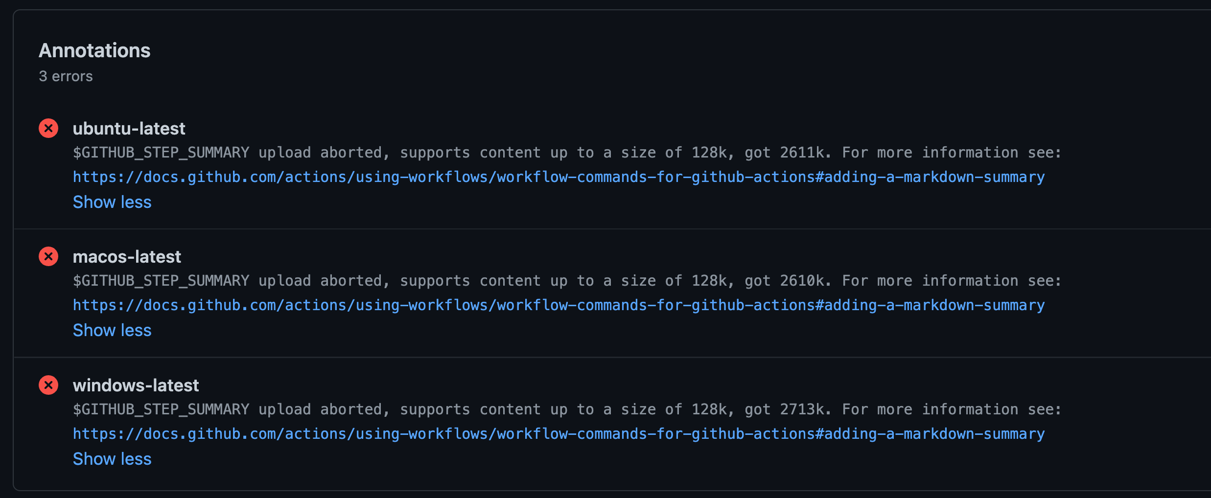 Content size of markdown summary too large? · Issue #1623 · getsentry/sentry-dotnet · GitHub