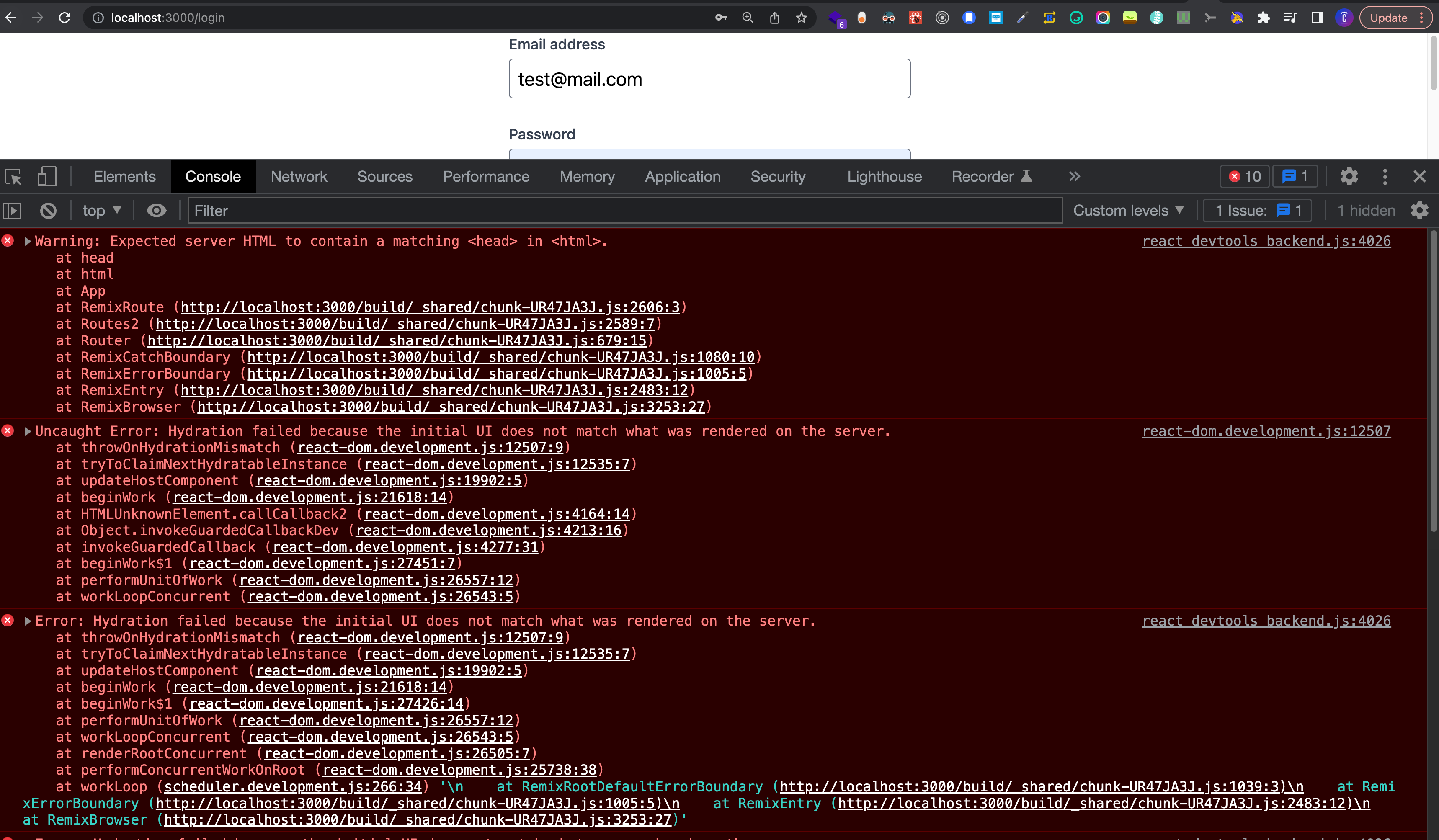Expected Server Html To Contain A Matching In With A Failed Hydration Exception · Issue 148