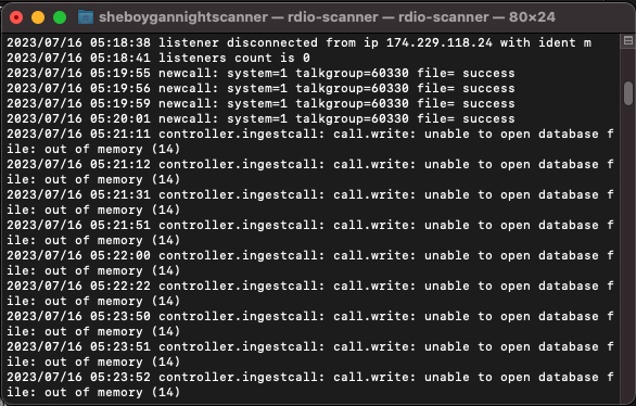 controller.ingestcall: call.write: unable to open database file: out of memory (14) · Issue #367 ...