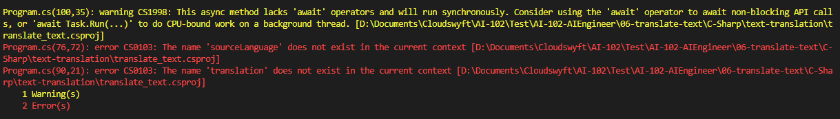 Lab 06 JSONParse error and possible translation package error · Issue #137 · MicrosoftLearning ...
