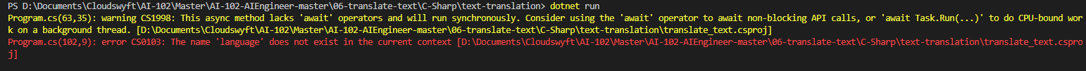 Lab 06 JSONParse error and possible translation package error · Issue #137 · MicrosoftLearning ...