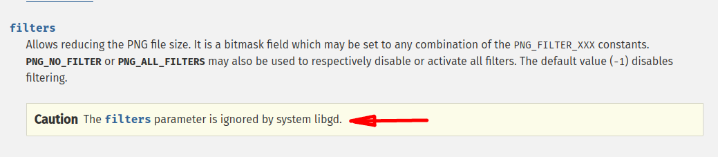 Clarify statement about libgd ignoring filters parameter for PNG · Issue #1582 · php/doc-en · GitHub