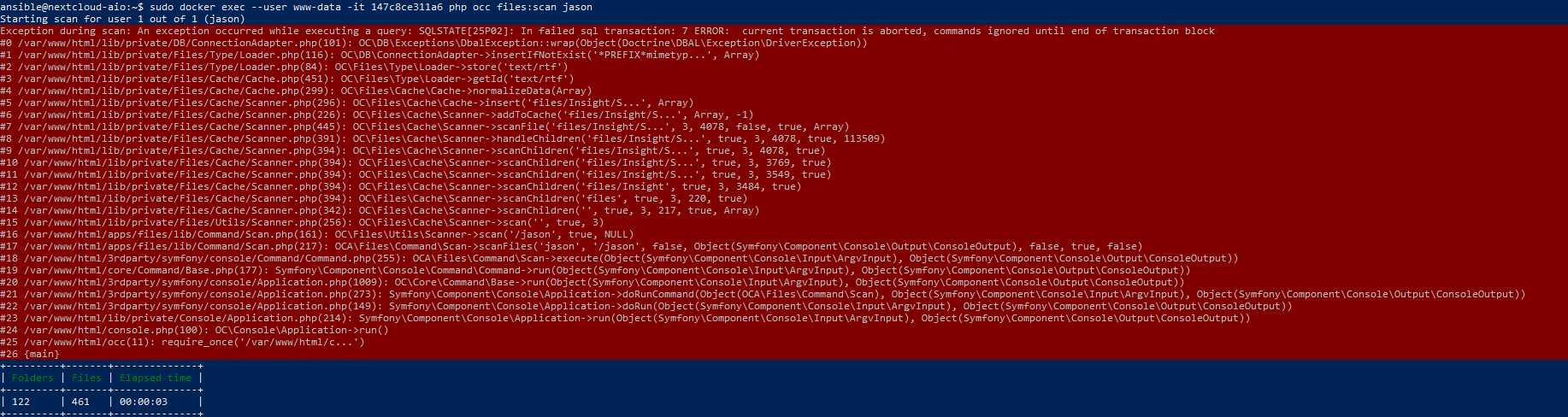 occ Scan errors · Issue #2372 · nextcloud/all-in-one · GitHub