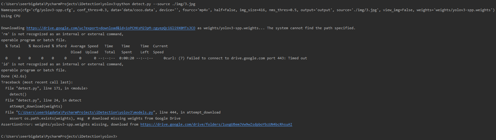 Assertionerror Weights Yolov3 Spp Weights Missing · Issue 632