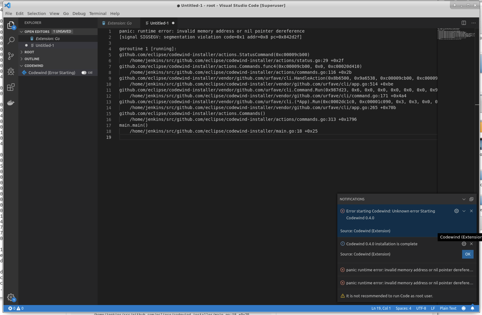 SVT: Error starting Codewind on VSCode on Ubuntu 18.04 · Issue #730 · eclipse-archived/codewind ...