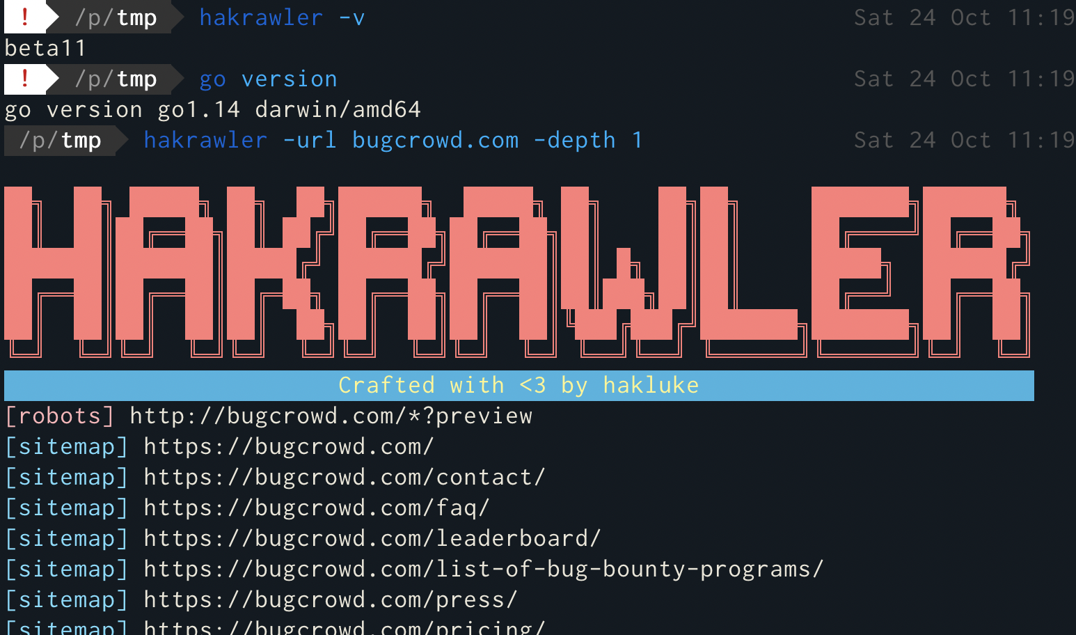 Not working · Issue #78 · hakluke/hakrawler · GitHub