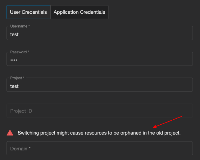 Editing Openstack provider settings is ignoring application credentials · Issue #4702 ...