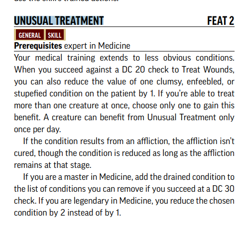 Remaster Unusual Treatment Missing Feat · Issue 11556 · Foundryvttpf2e · Github 