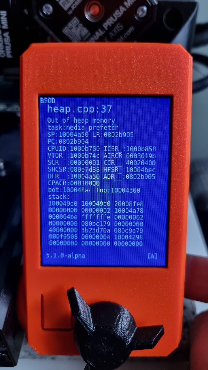 [BUG] Alpha2 MINI+ BSOD error heap.cpp:37 · Issue #3375 · prusa3d/Prusa-Firmware-Buddy · GitHub