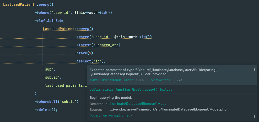 Incorrect Accepted Types For Leftjoinsub · Issue 37982 · Laravel Framework · Github