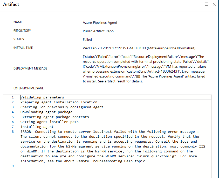 Pipelines Agent Artfact Fails With Error Connecting To Remote Server Localhost Failed · Issue 4617