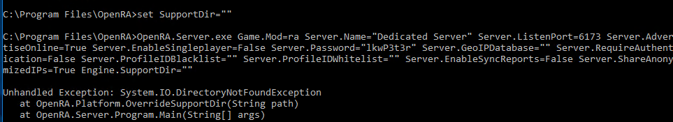 [OpenRA.Server] Launch-dedicated.cmd default values crashes on SupportDir · Issue #17901 ...