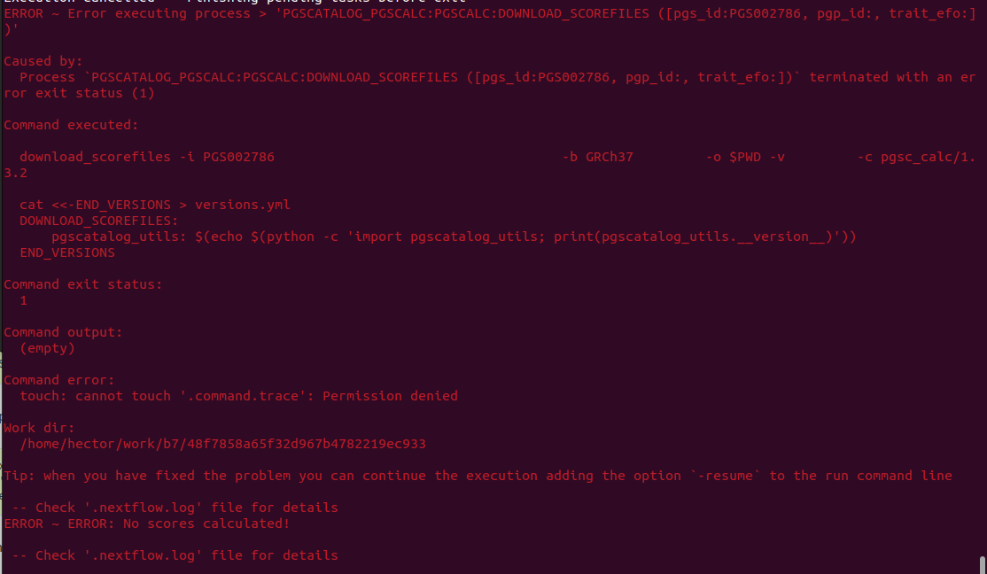 Command error: touch: cannot touch '.command.trace': Permission denied ...