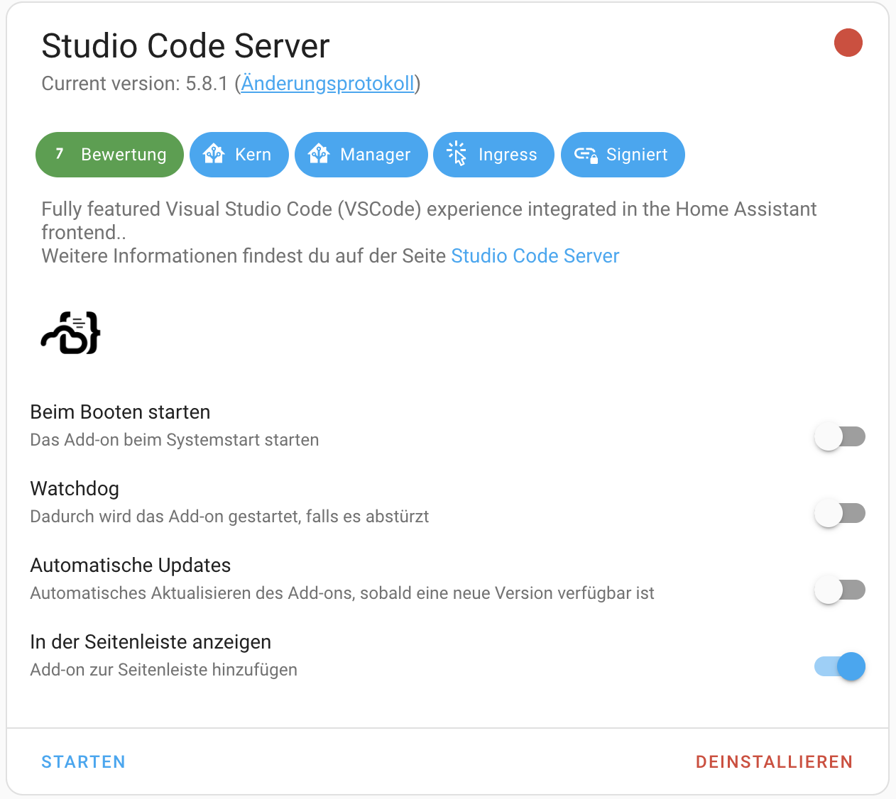 Studio Code Server won't start · Issue #679 · hassio-addons/addon-vscode · GitHub