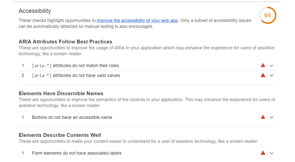 Running Chrome Lighthouse Audit Accessibility Issues · Issue 650 · Vaadin Bakery App Starter