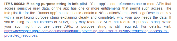 Apple Reports That App Requires Permissions That Are Disabled In Plist · Issue 1031 · Baseflow 