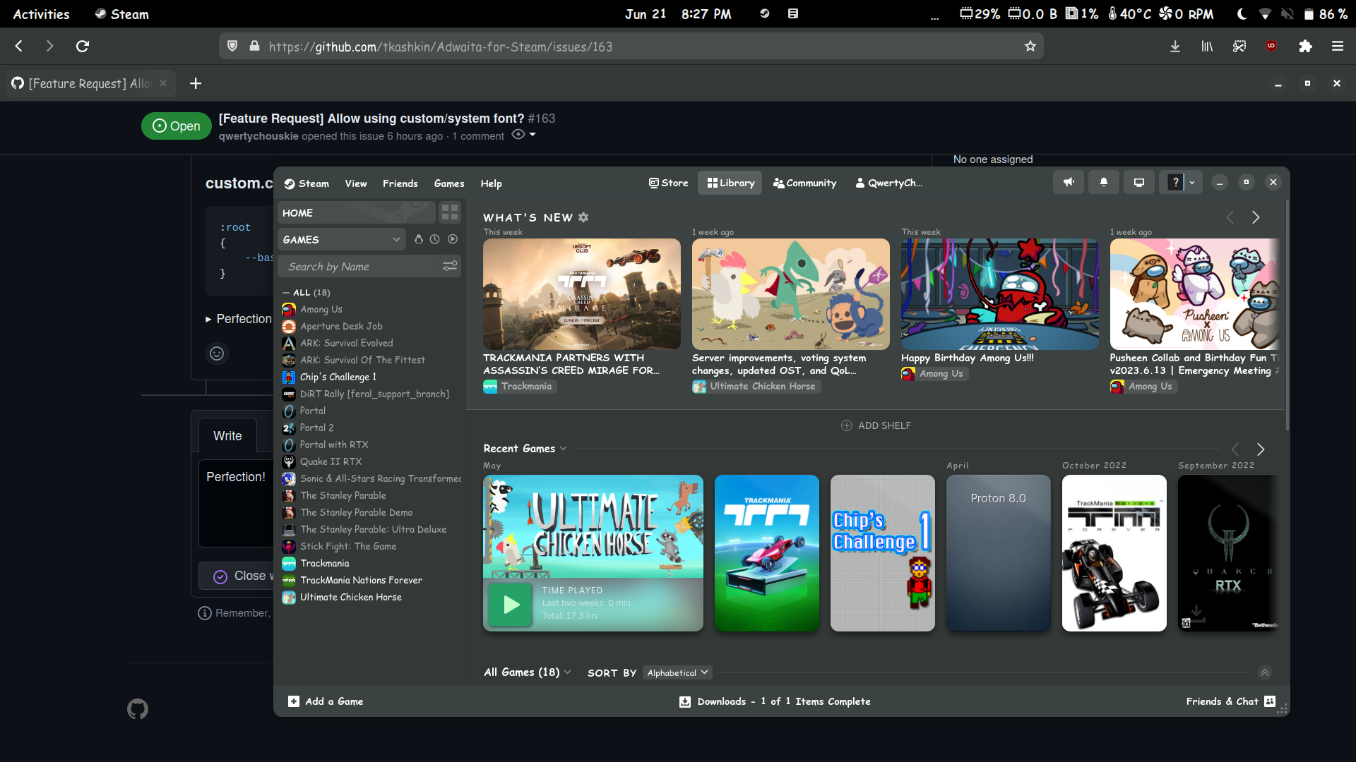 [Feature Request] Allow using custom/system font? · Issue #163 · tkashkin/Adwaita-for-Steam · GitHub