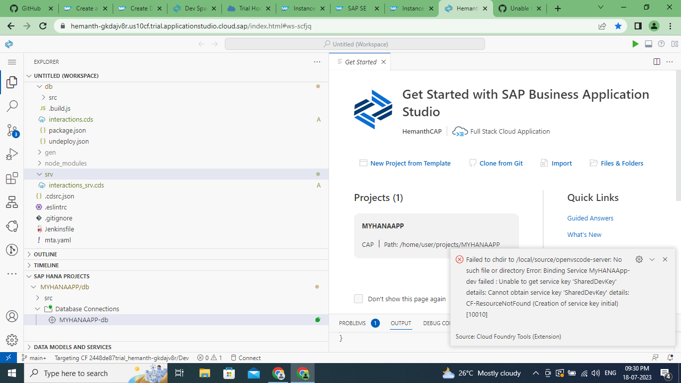 Unable to Bind My SAP Project from BAS · Issue #19 · SAP-samples/cap-hana-exercises-codejam · GitHub