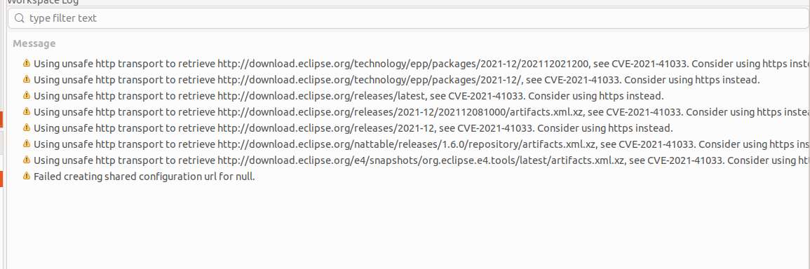 If I activate a target platform lots of http transport warnings are generated even though none ...