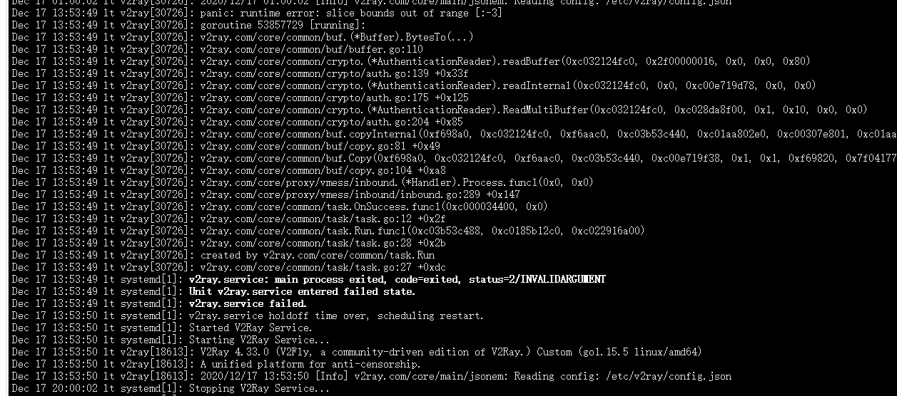 服务端 panic: runtime error: slice bounds out of range · Issue #622 · v2fly/v2ray-core · GitHub