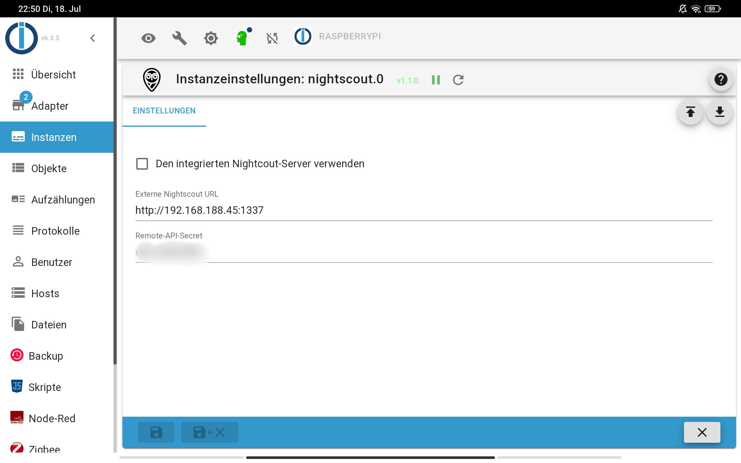 Client: No connection the server · Issue #59 · ioBroker/ioBroker.nightscout · GitHub