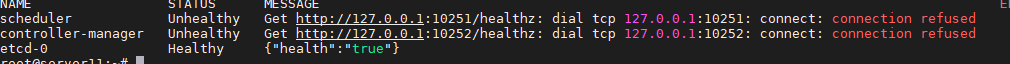 BUG | scheduler | controller-manager |/healthz: dial tcp 127.0.0.1:10251: connect: connection ...