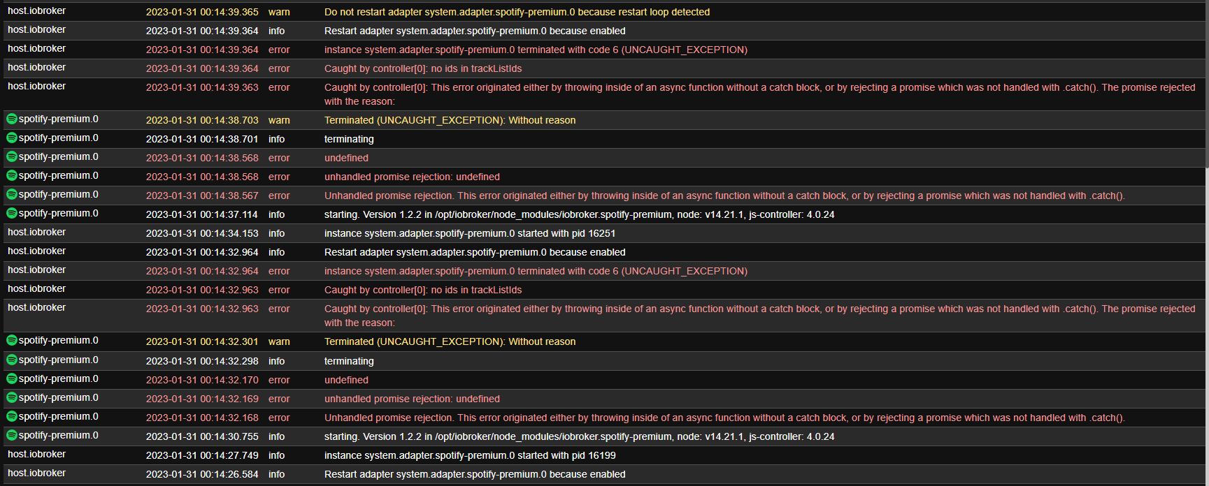 Version v1.2.1 and v1.2.2 are unstable · Issue #172 · iobroker-community-adapters/ioBroker ...