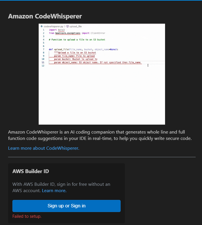 Unable To Login Using Builderid For Codewhisper · Issue 3665 · Awsaws Toolkit Vscode · Github 3185
