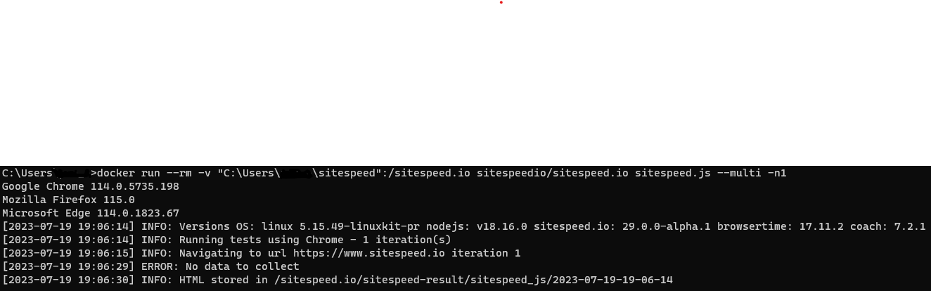 Error No Data To Collect In · Issue 3911 · Sitespeedio · Github 