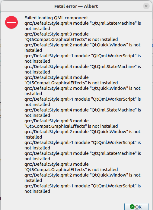 ubuntu 22.04 start albert: Failed loading QML component · Issue #1274 · albertlauncher/albert ...