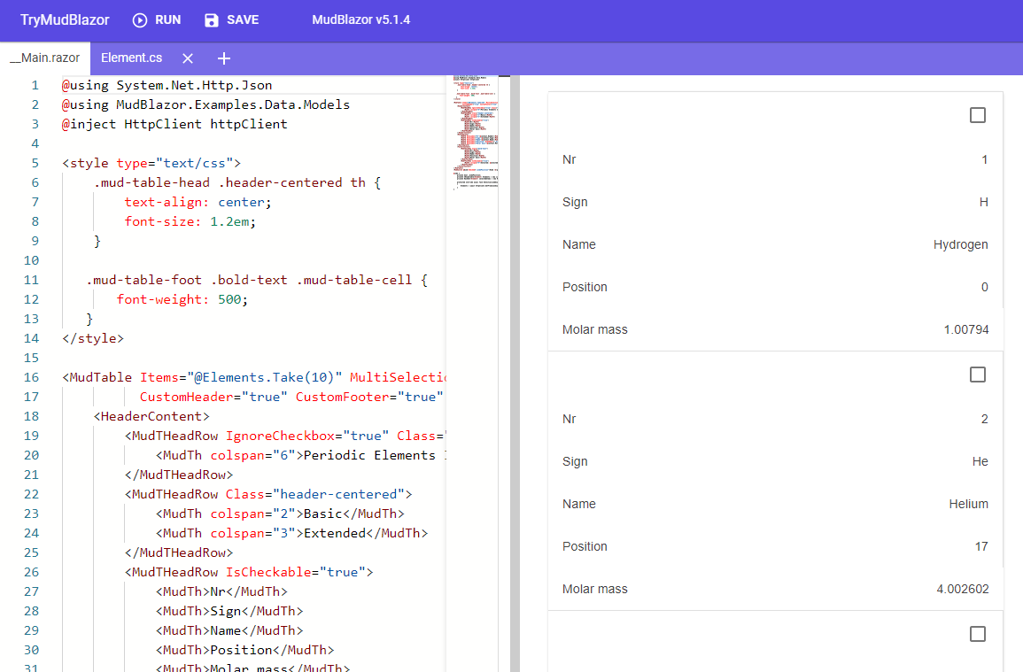 Custom header and footer example doesn't render correctly on TryMudBlazor · Issue #2812 ...
